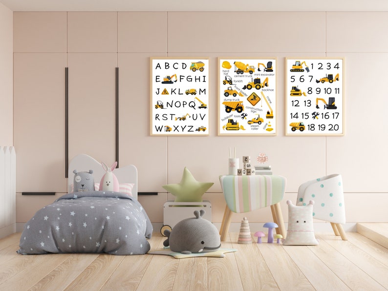 Construction Truck Names ABC 123 Print Set Letters A-Z - Etsy
