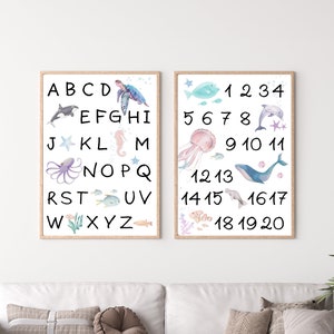 Watercolor Under the Sea Printables, ABC 123 Digital Download, Sea ...