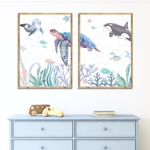 Watercolor Under the Sea Printables, ABC 123 Digital Download, Sea ...