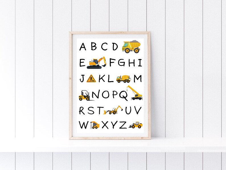 Construction Truck Names ABC 123 Print Set Letters A-Z - Etsy