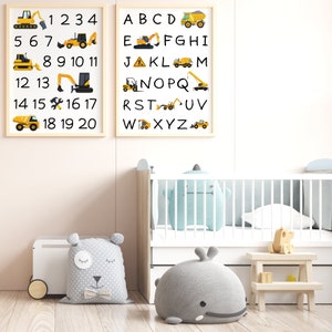 Construction Alphabet and Numbers PRINTABLE, Vehicles and Trucks ABC ...