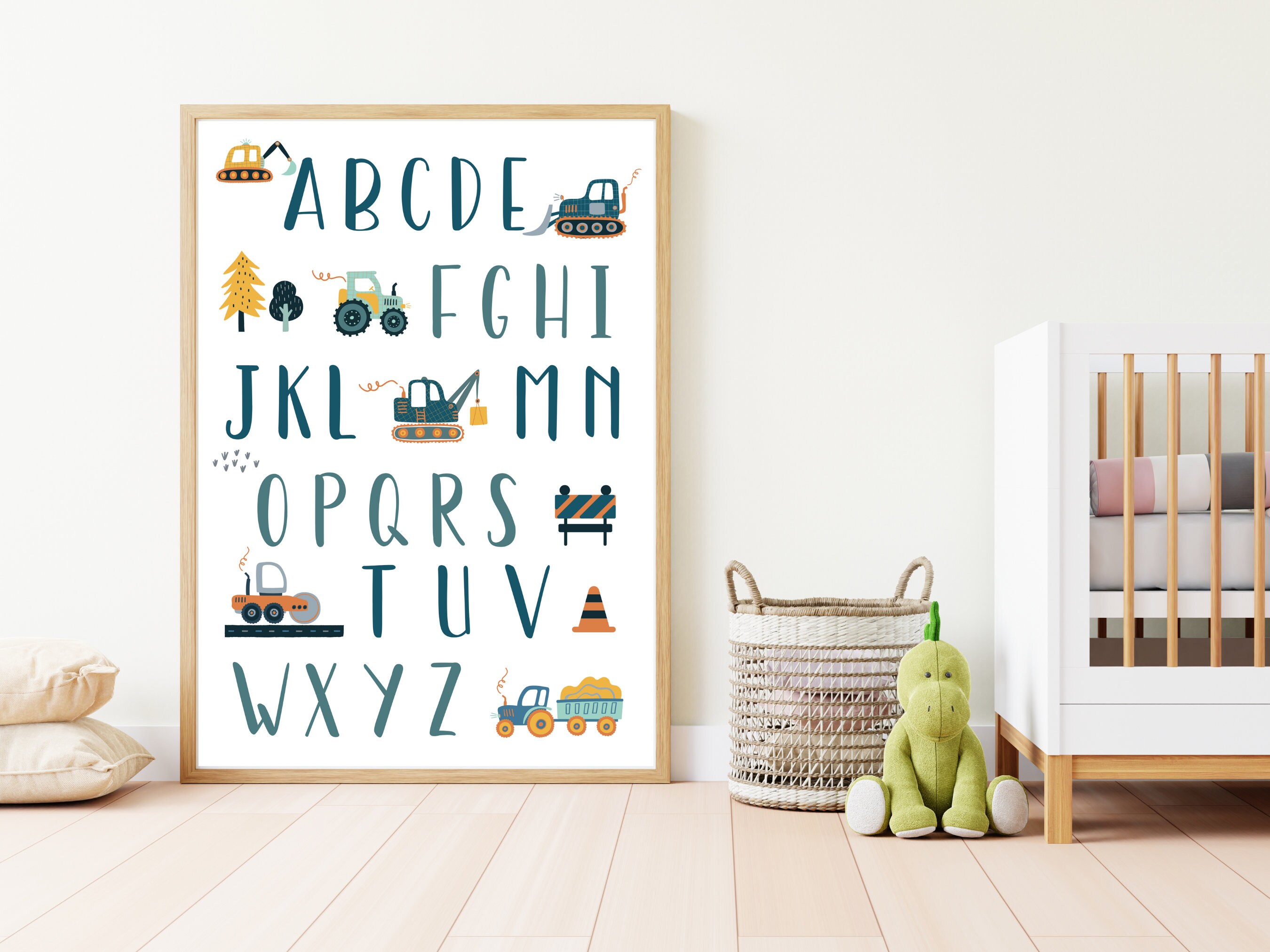 Construction Alphabet Poster, Colorful ABC Truck Digital Print, Learn A ...