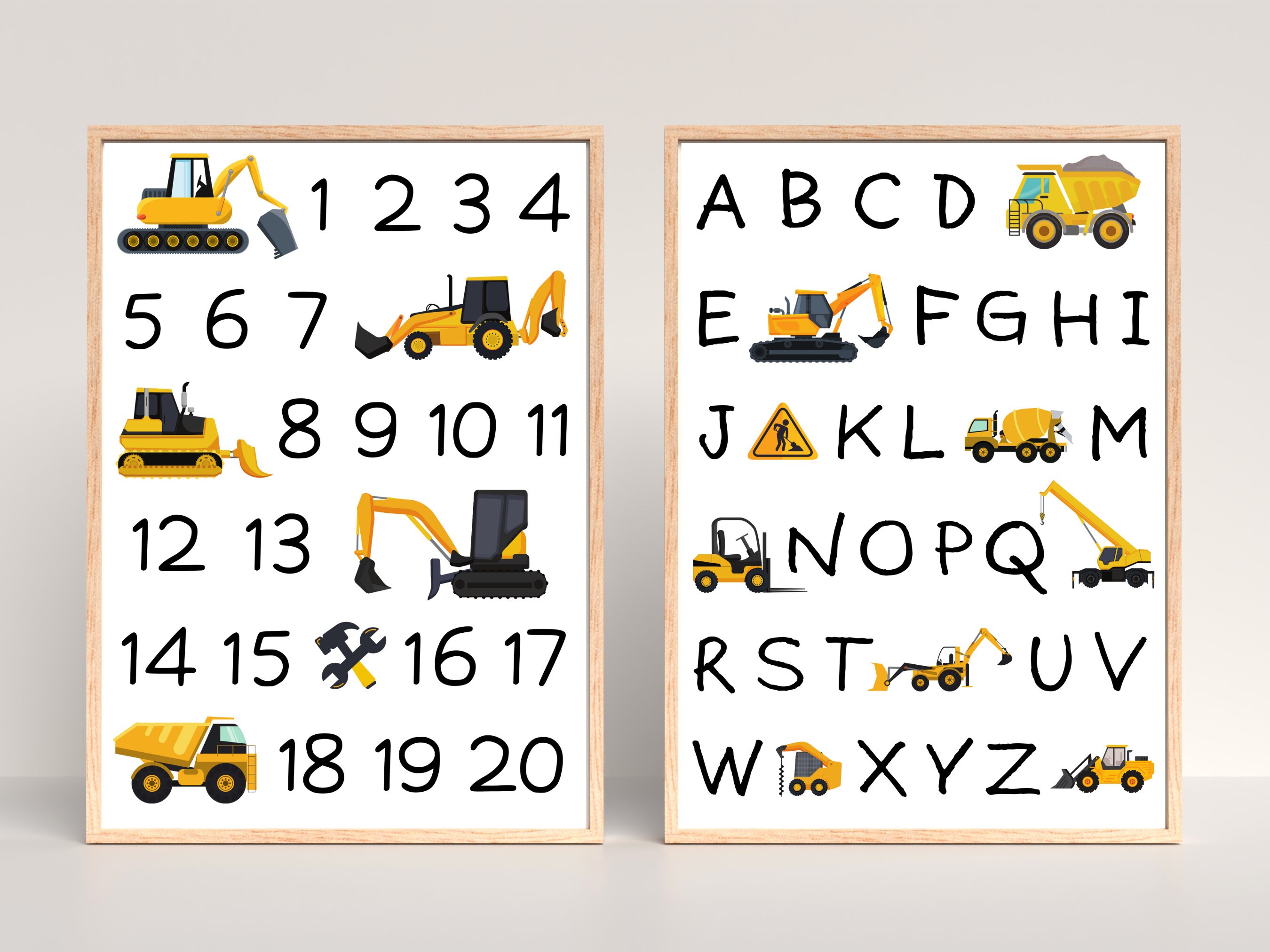 Custom Name Construction Wall Decor, Set of 3 Machinery Prints ...