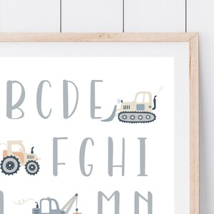 Alphabet Poster, Numbers Chart, Construction Truck Digital Print ...