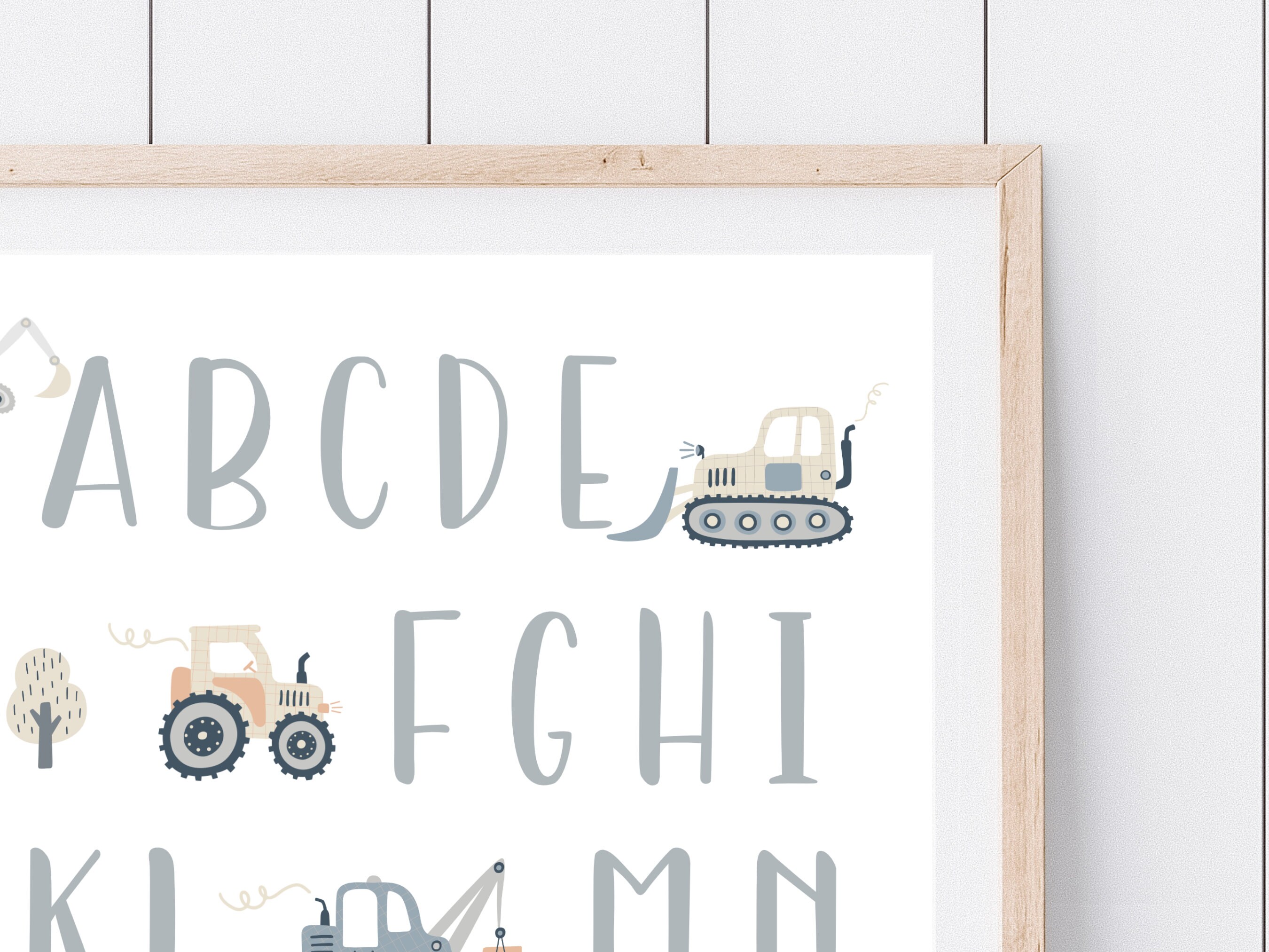 Alphabet Poster, Numbers Chart, Construction Truck Digital Print ...
