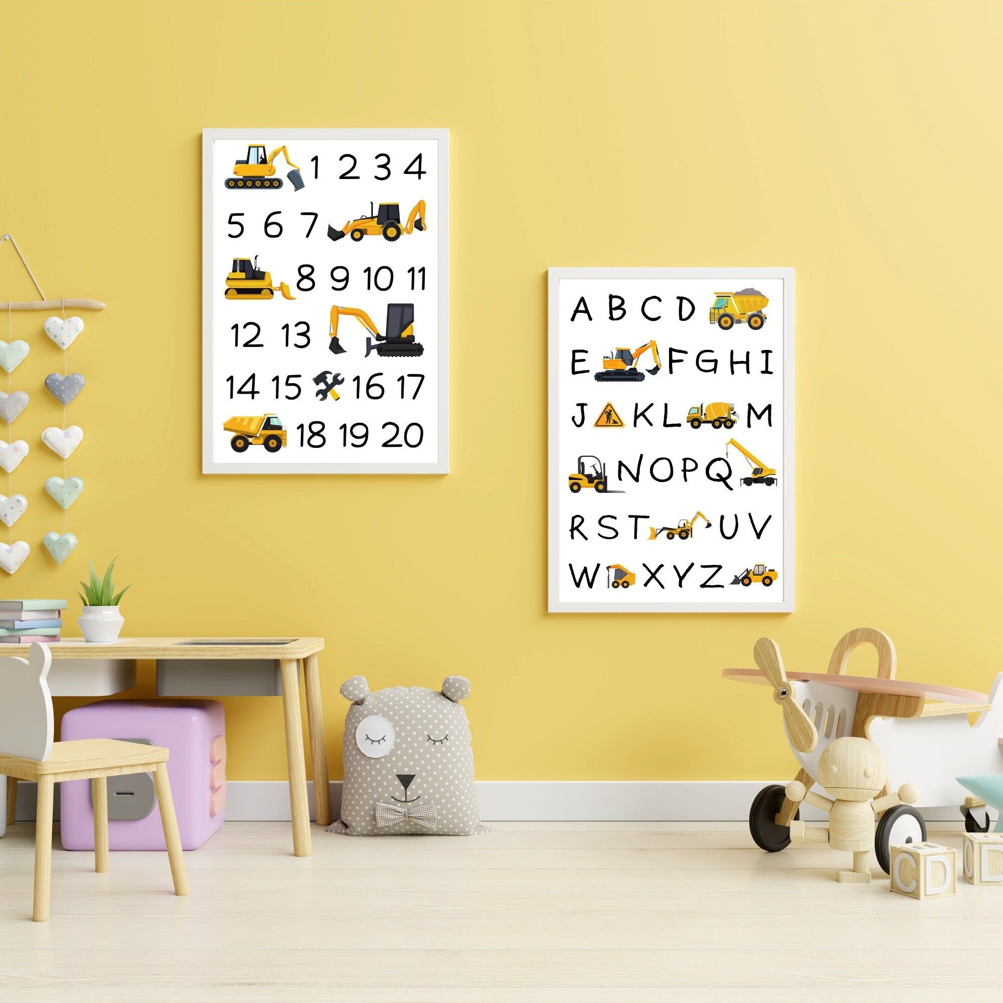 Construction Alphabet and Numbers PRINTABLE, Vehicles and Trucks ABC ...