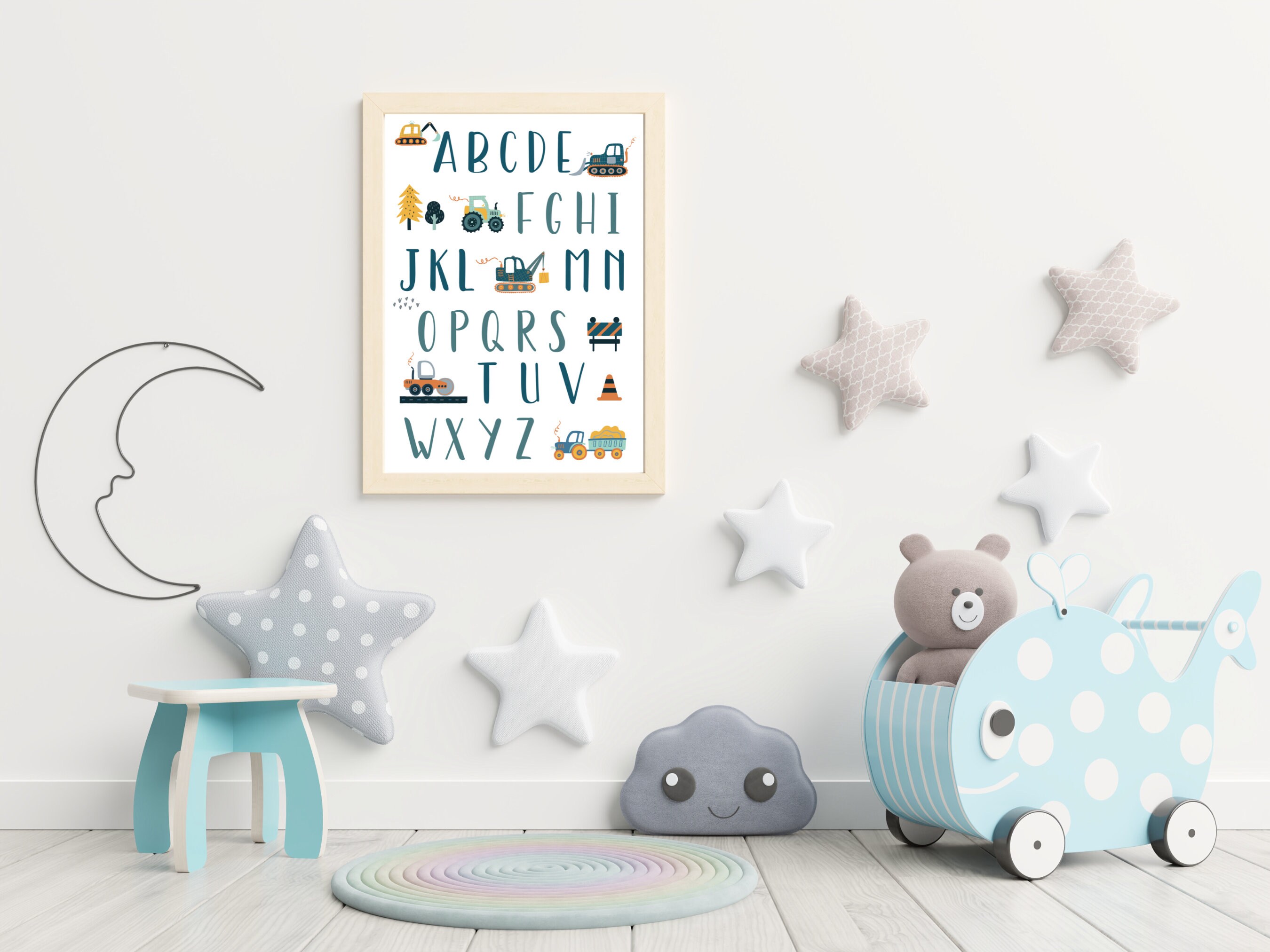 Construction Alphabet Poster, Colorful ABC Truck Digital Print, Learn A ...