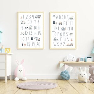 Alphabet Poster, Numbers Chart, Construction Truck Digital Print ...