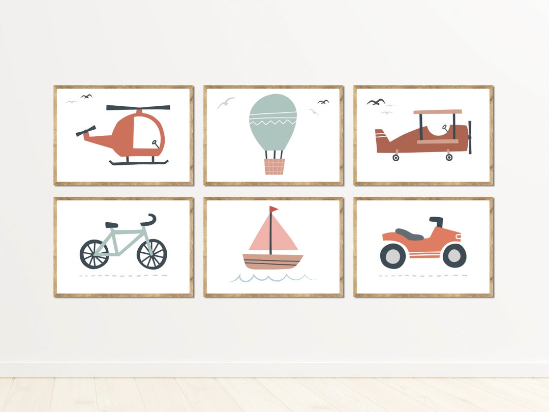 Transportation Prints Set: Pastel Boho Nursery Decor (digital Download ...