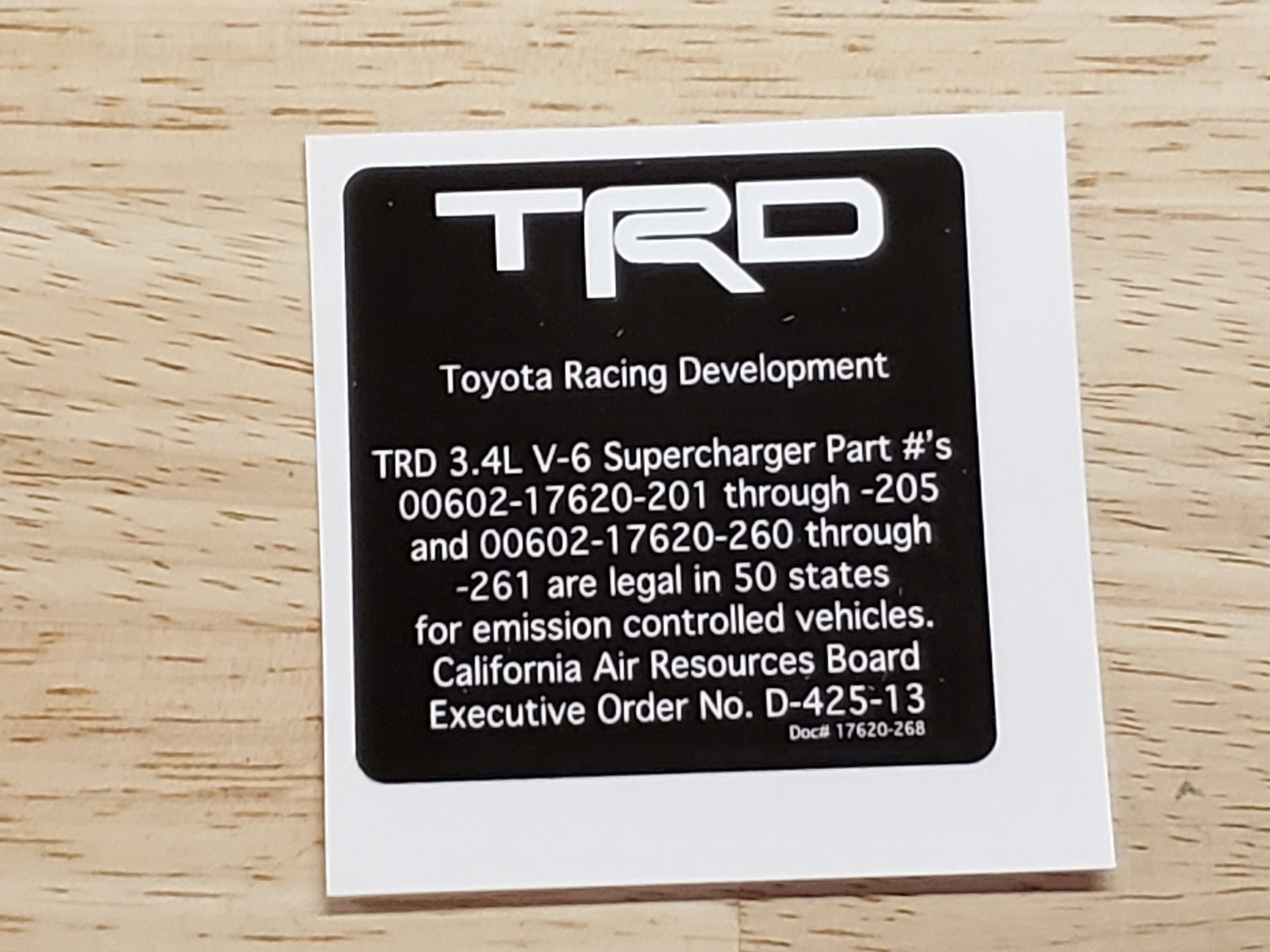 TRD Supercharger Part #'s (D-425-13) Label - Etsy