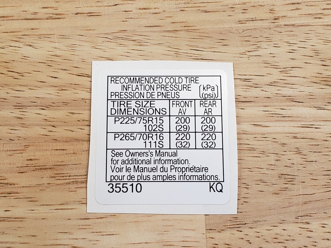 4runner Tire Pressure Sticker - Etsy