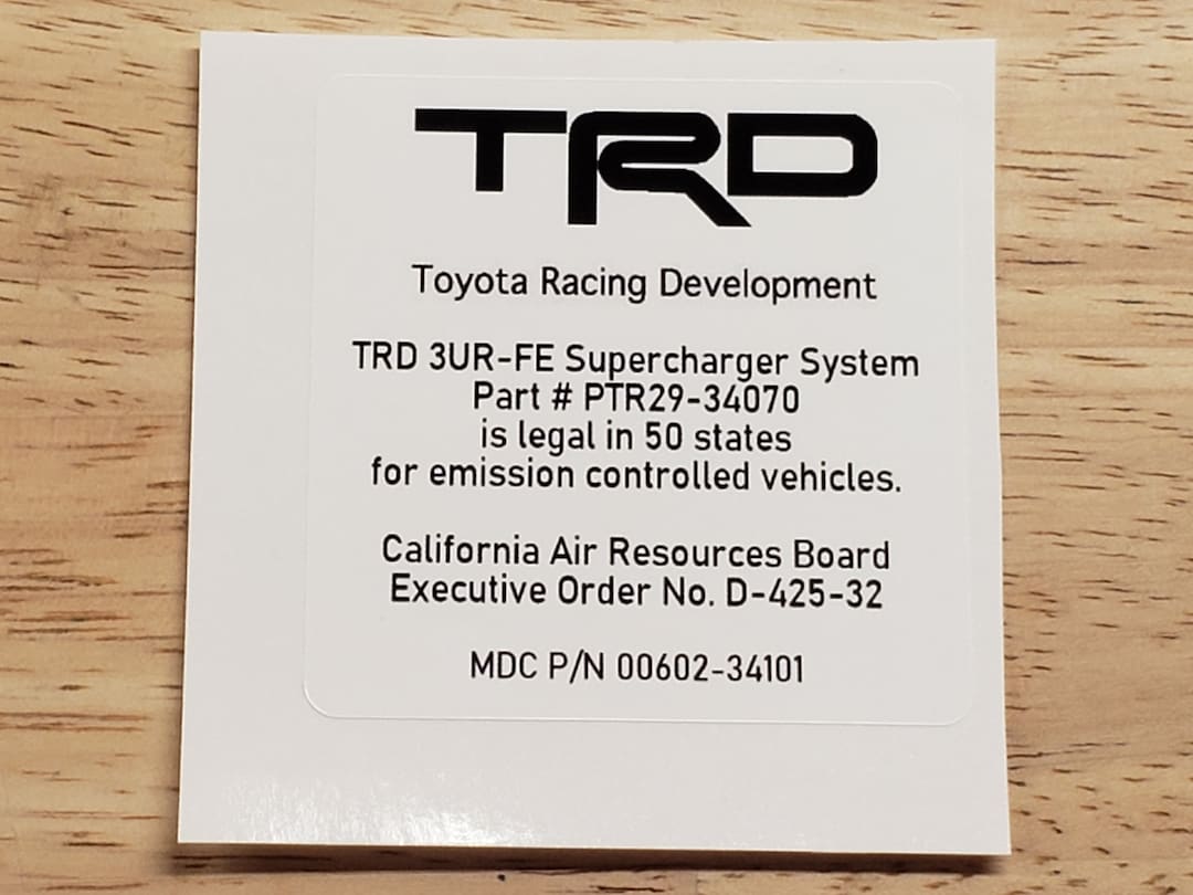 TRD Supercharger Part #'s (D-425-32) Label - Etsy