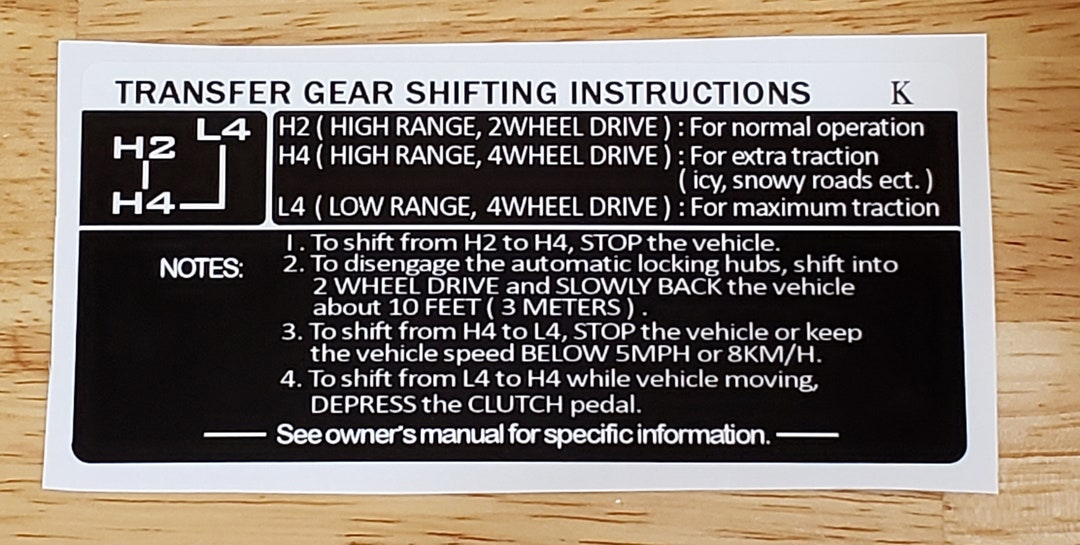 Transfer Gear Shifting Instructions (84-89) **MISPRINT** Label - Etsy