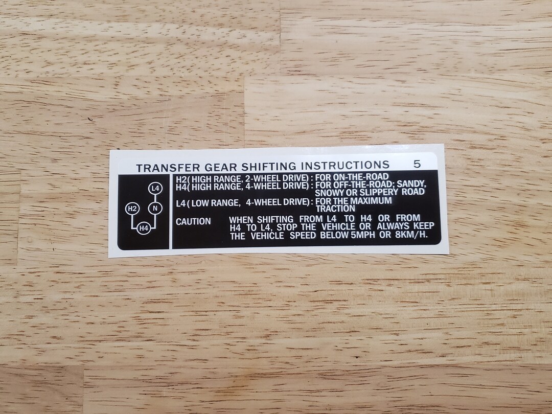 Toyota Transfer Gear Shifting Instructions #5 (84-89) Label Sticker ...