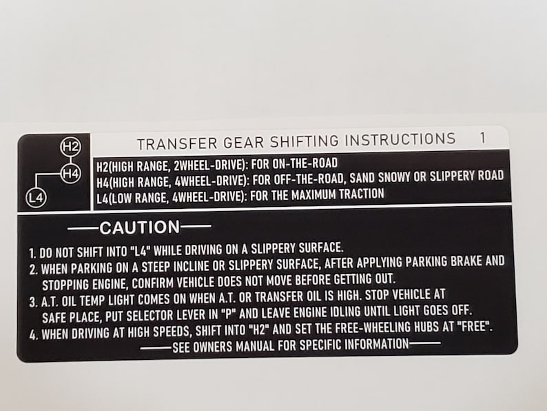 Toyota Transfer Gear Shifting Instructions Labels Sticker - Etsy