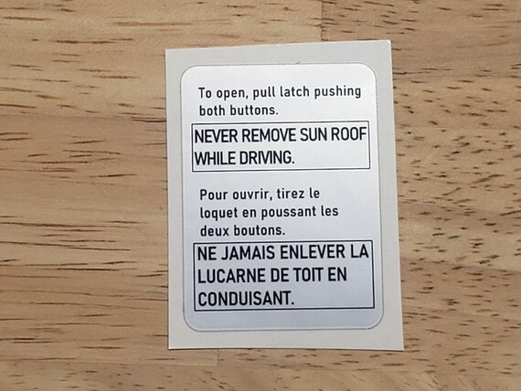 Toyota Sunroof Latch 86-89 Labels Sticker Label Decal | Etsy