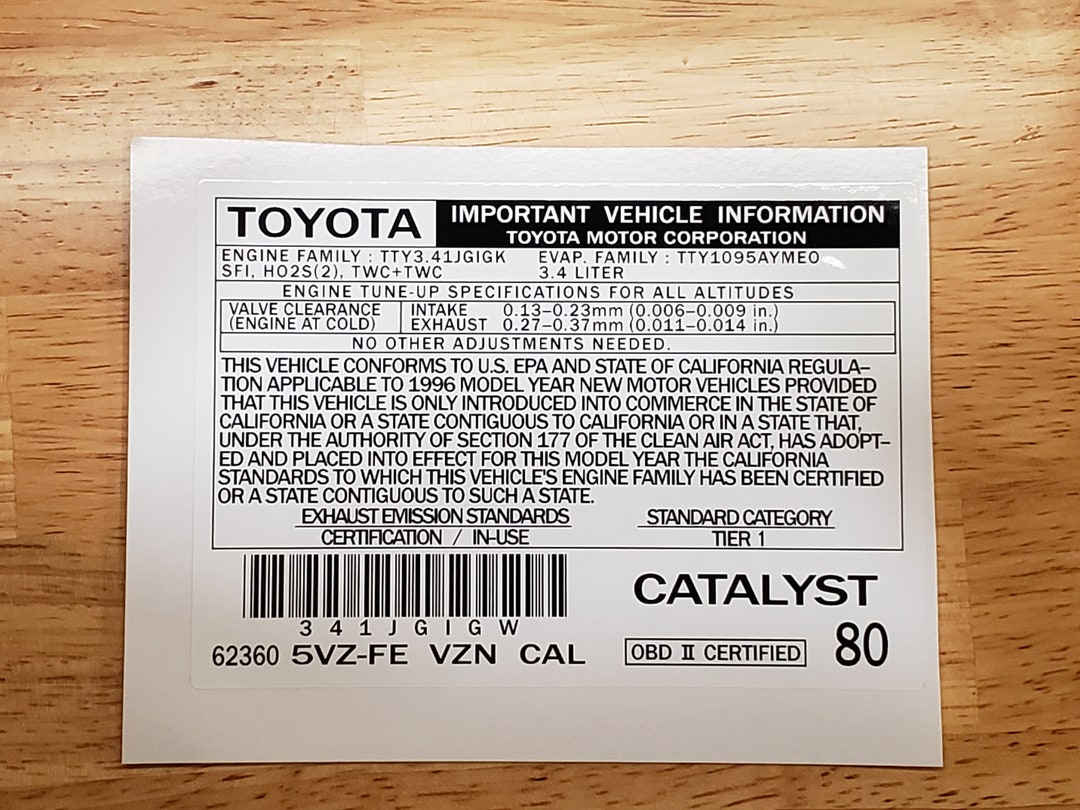 Toyota 1996 Vehicle Emission Control Information 80 (5VZ-FE VZN CAL ...