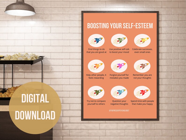 Boosting Your Self-esteem Poster Print Psychology Wall Art Digital ...