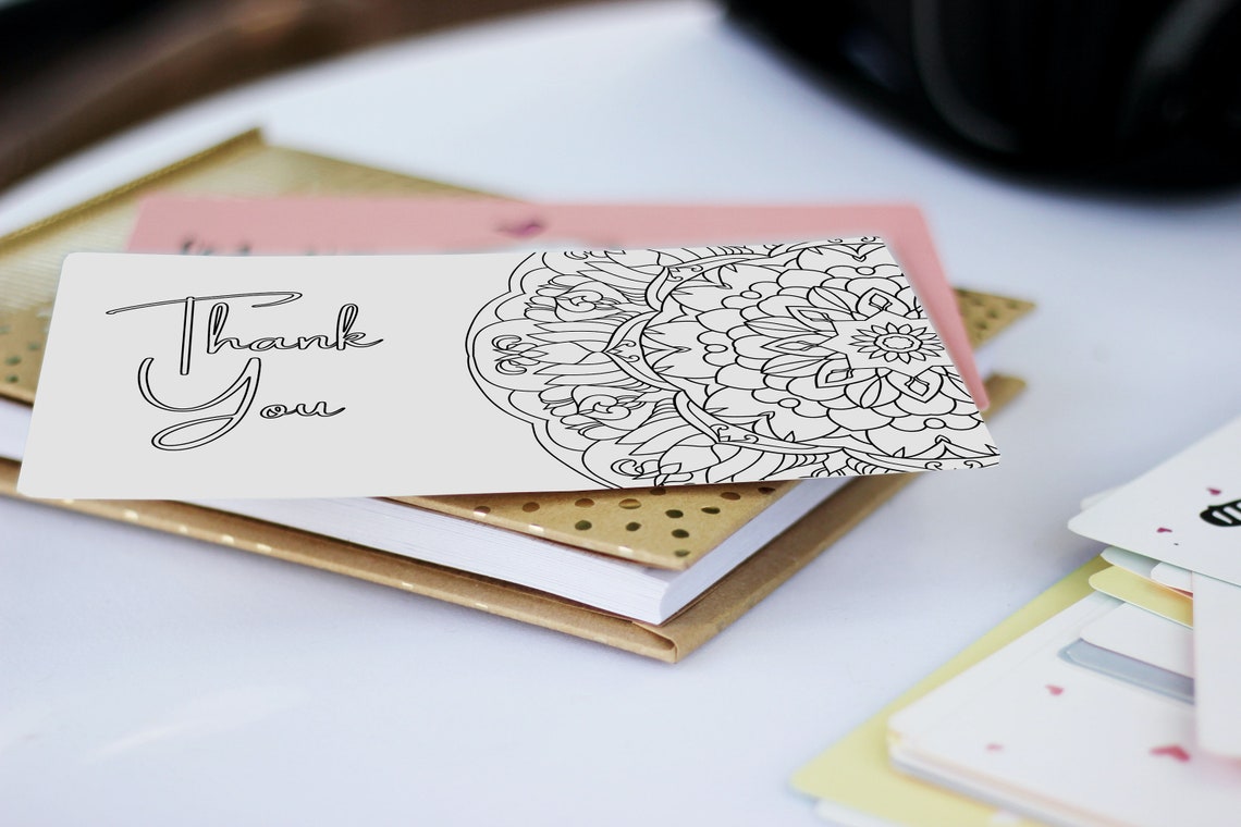 Coloring Thank You Card Printable Thank You Card Business - Etsy