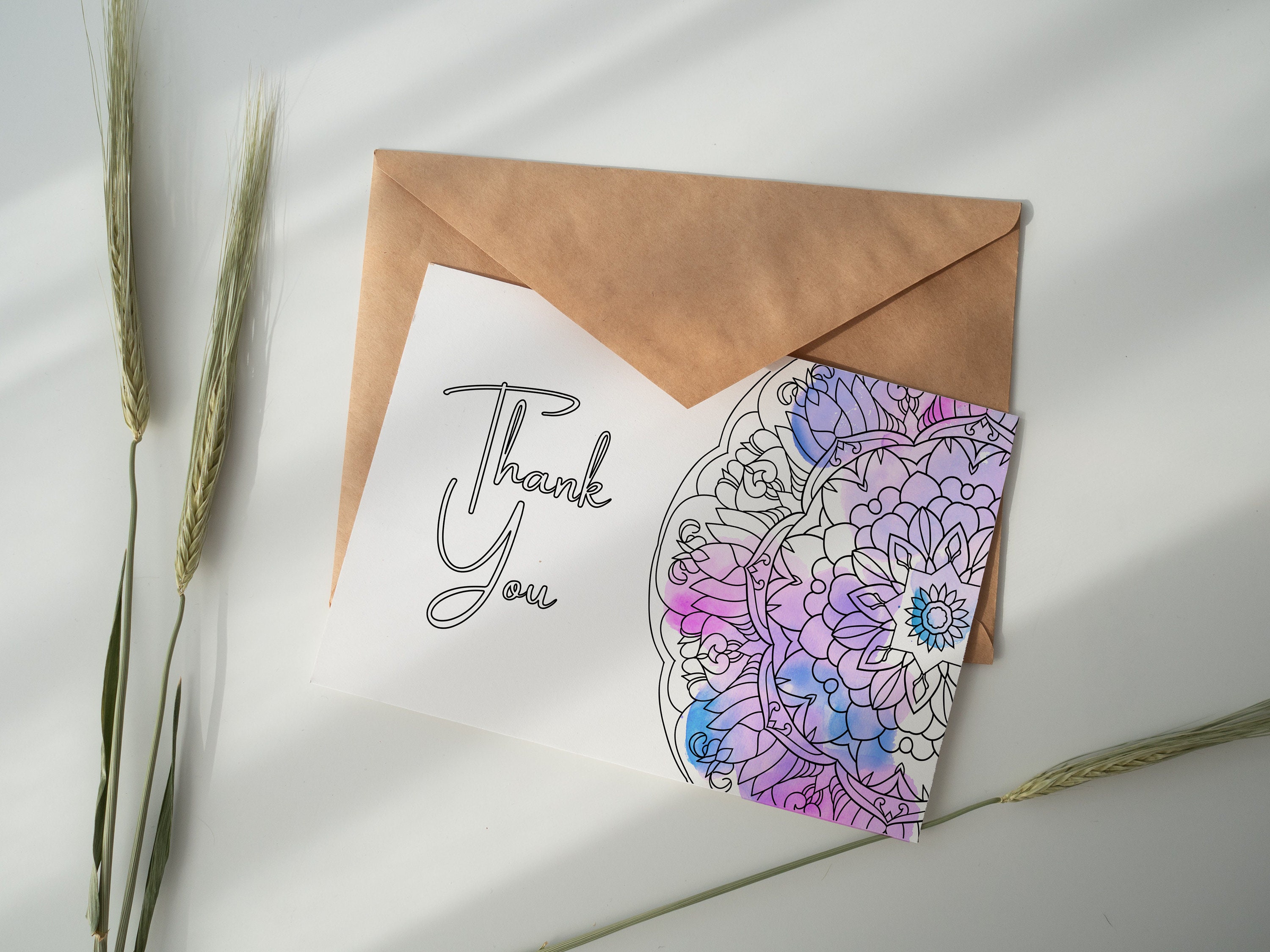 Coloring Thank You Card Printable Thank You Card Business - Etsy