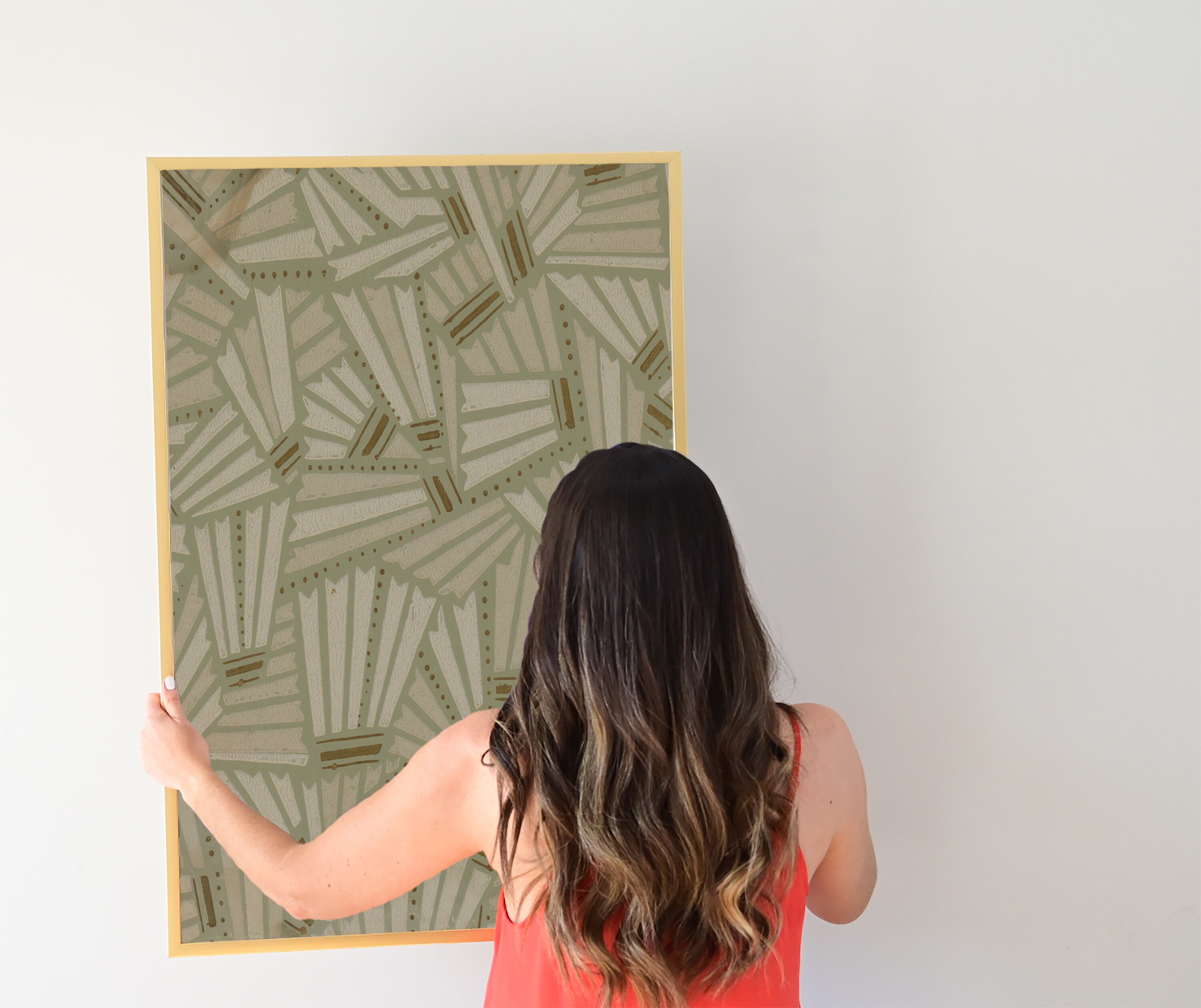 Green and Gold Shuttlecock Pattern Print. Vintage Abstract - Etsy