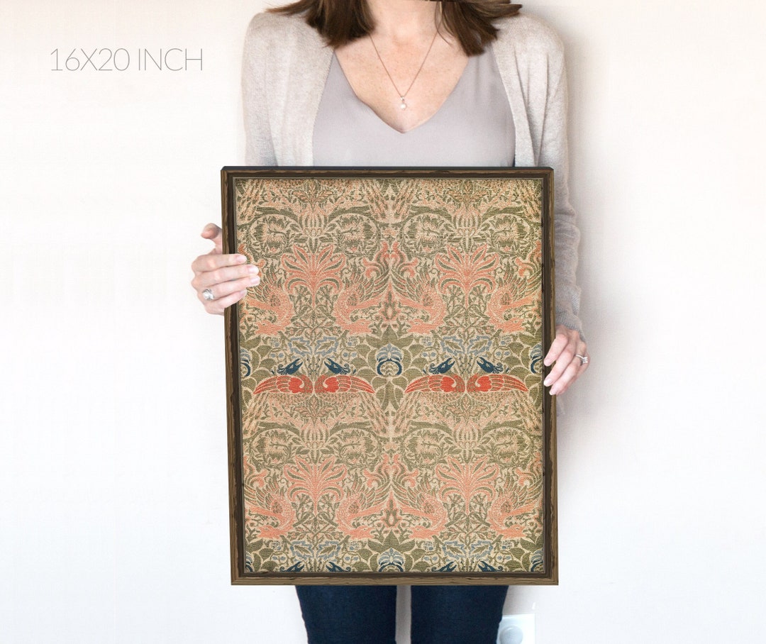 Olive Green and Peach Geometric Pattern Print Coquette Room Decor ...