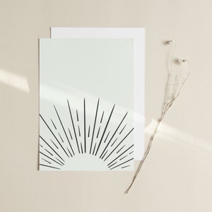 Sunrise Line Art | Sun Rays Minimalist Modern Wall Art | Abstract Black ...