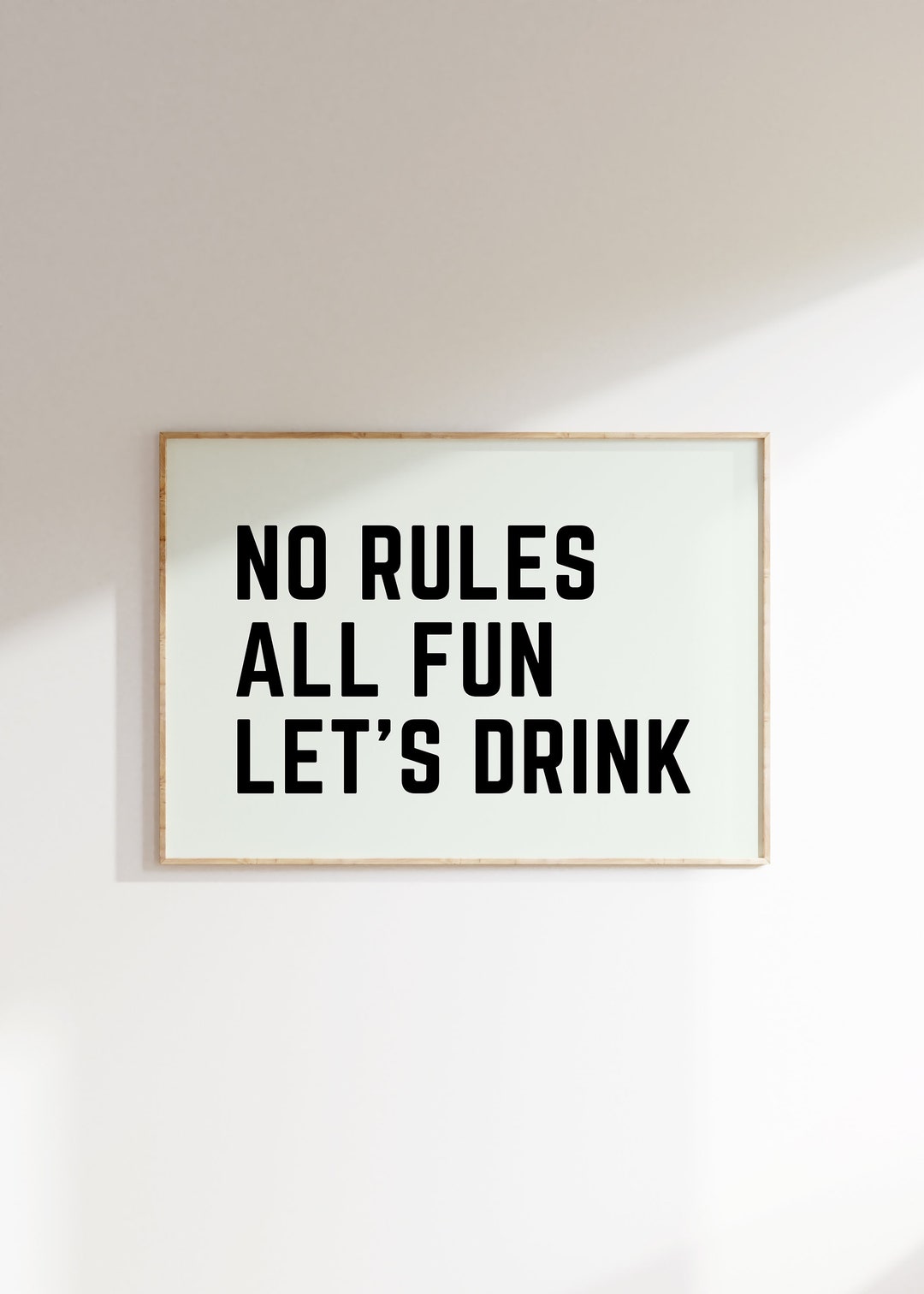 Bar Cart Decor, No Rules, All Fun, Let's Drink, Funny Quote for Bar ...