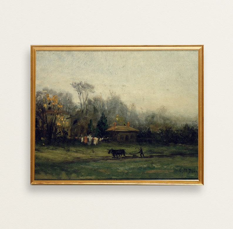 Moody Oil Painting Landscape Print Dark Cottagecore - Etsy