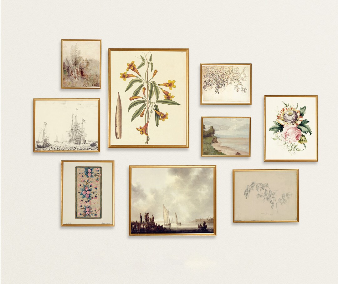 Vintage European Prints Gallery Set, Vintage Sketch, Antique Printable ...