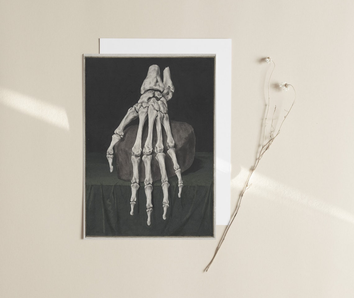 Skeleton Hand Print Halloween Decor Bones Printable Dark - Etsy
