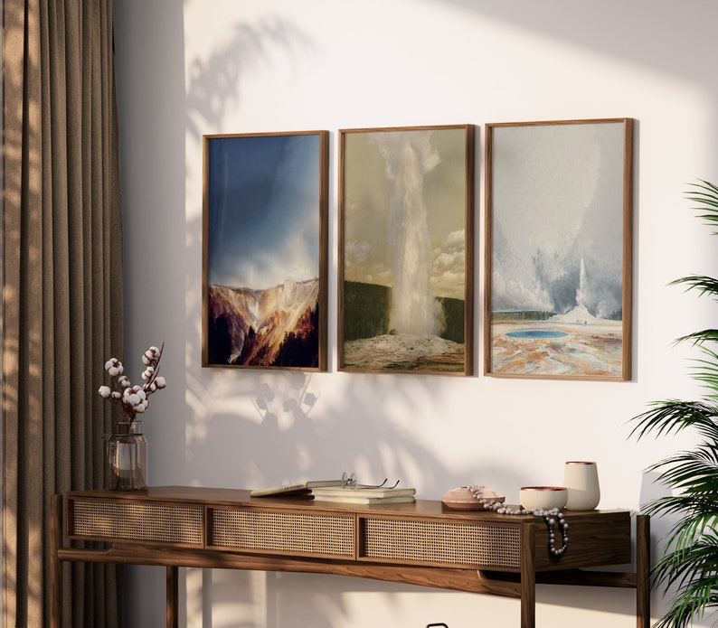 Yellowstone National Park Vintage Prints | Lower Falls | Old Faithful ...