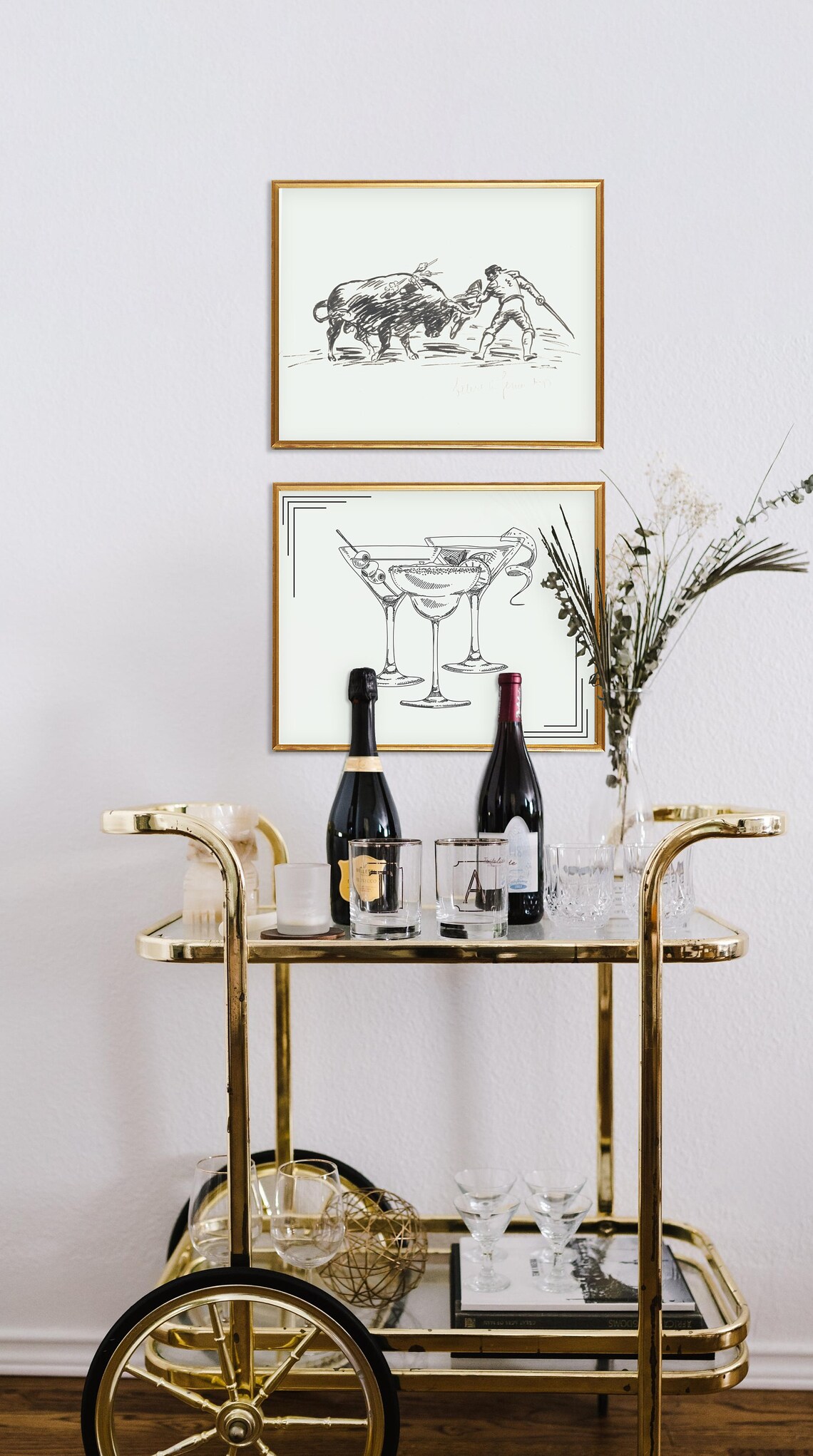 Bull Fighting Matador Print, Neutral Black and White, Printable Wall ...