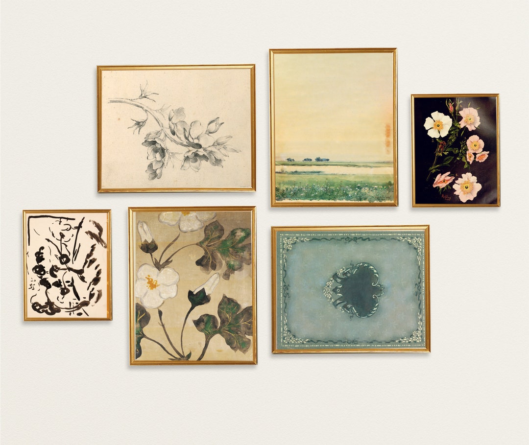 Vintage Prints Wall Art | Set of 6 Printable | Gallery Wall Set ...