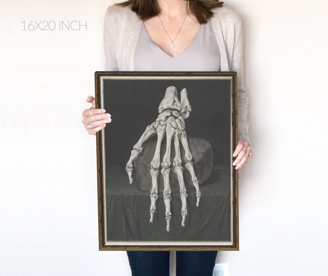 Skeleton Hand Print Halloween Decor Bones Printable Dark Wall Art ...