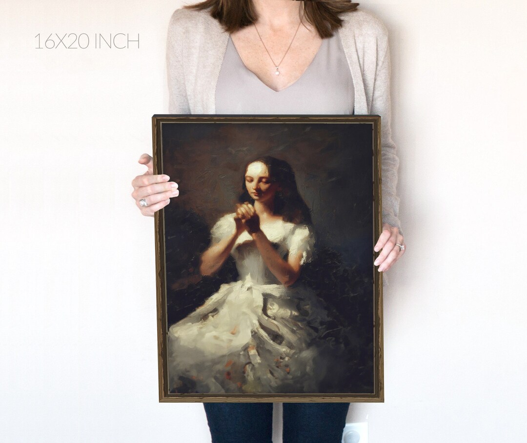 Woman Praying Printable Wall Art | Antique Portrait Oil Painting | 633 ...