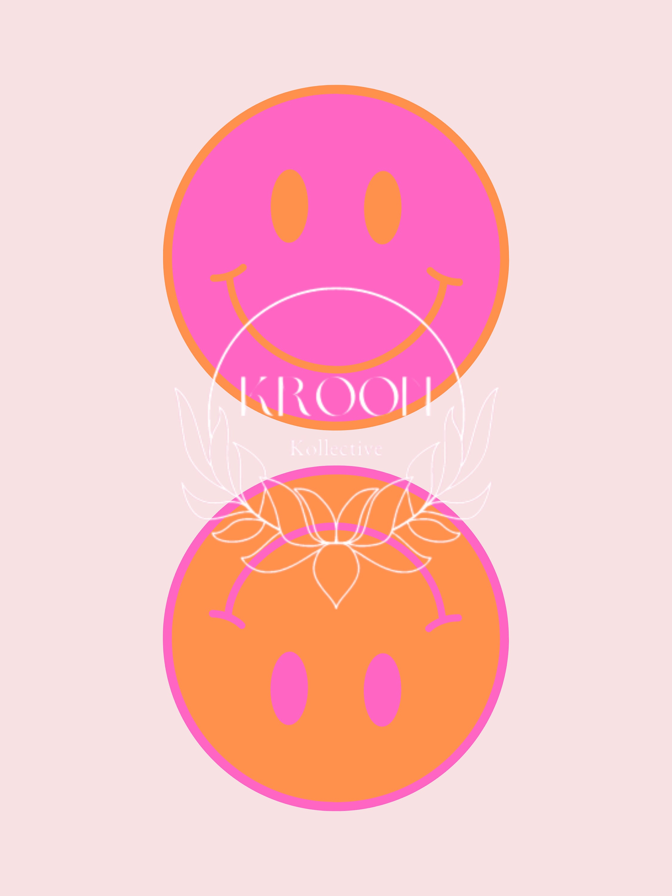 Retro Pink and Orange Smiley Face Wall Art - Digital Download ...