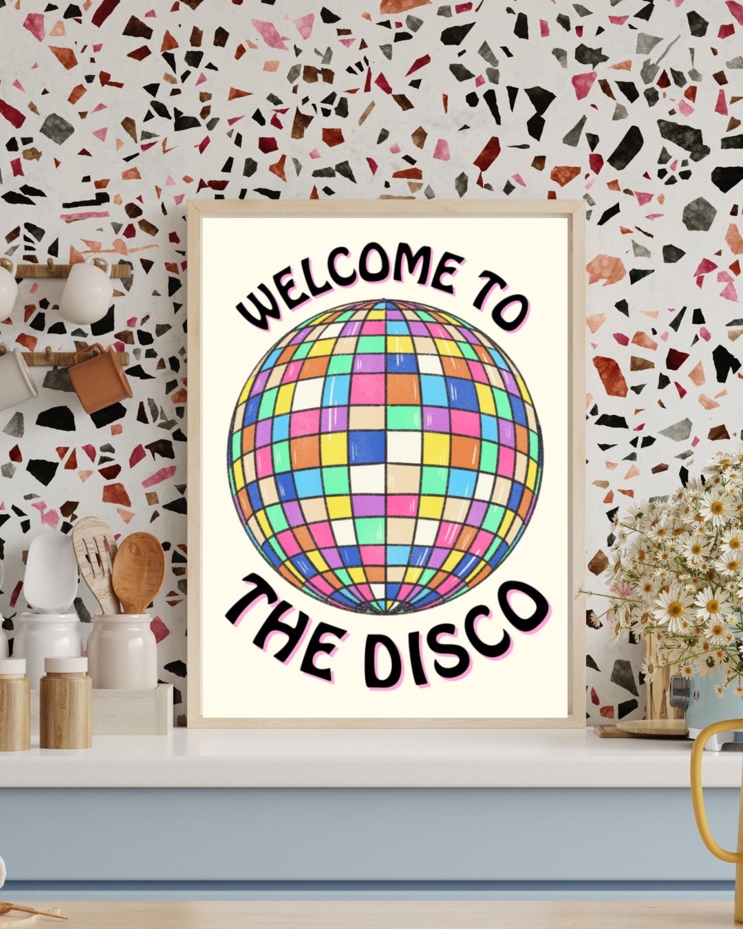 Welcome to the Disco - Funky, Modern, Colorful Digital Art Print, Wall ...
