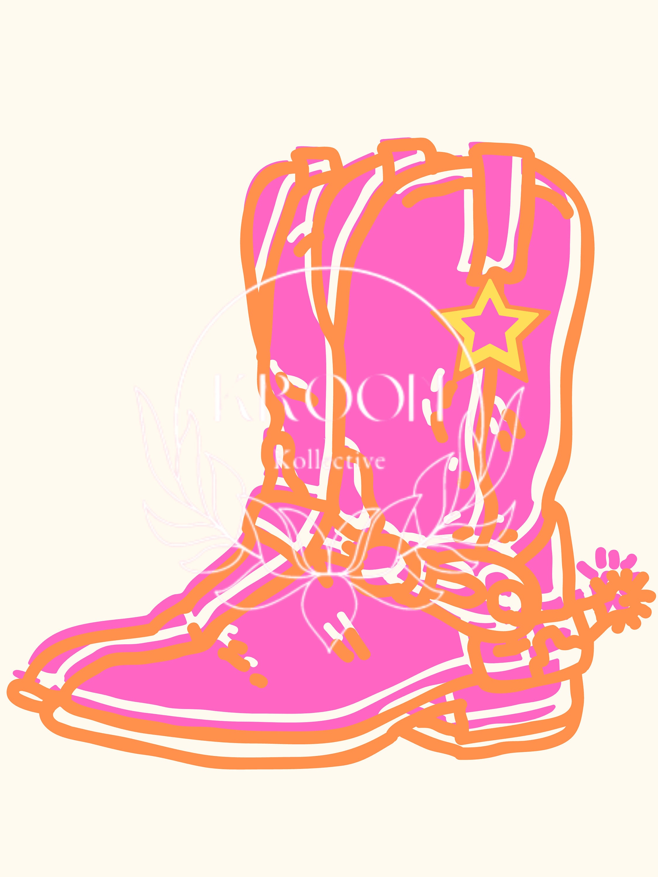 Retro Rainbow Neon Cowboy Boot Wall Art Digital Download, Printable ...