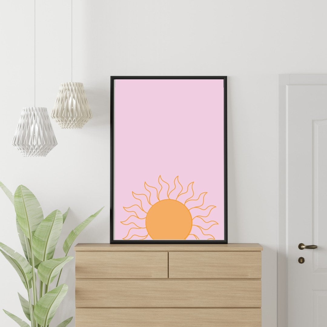 Pink Sunrise Art Print - Digital Download, Printable Wall Art, Boho ...