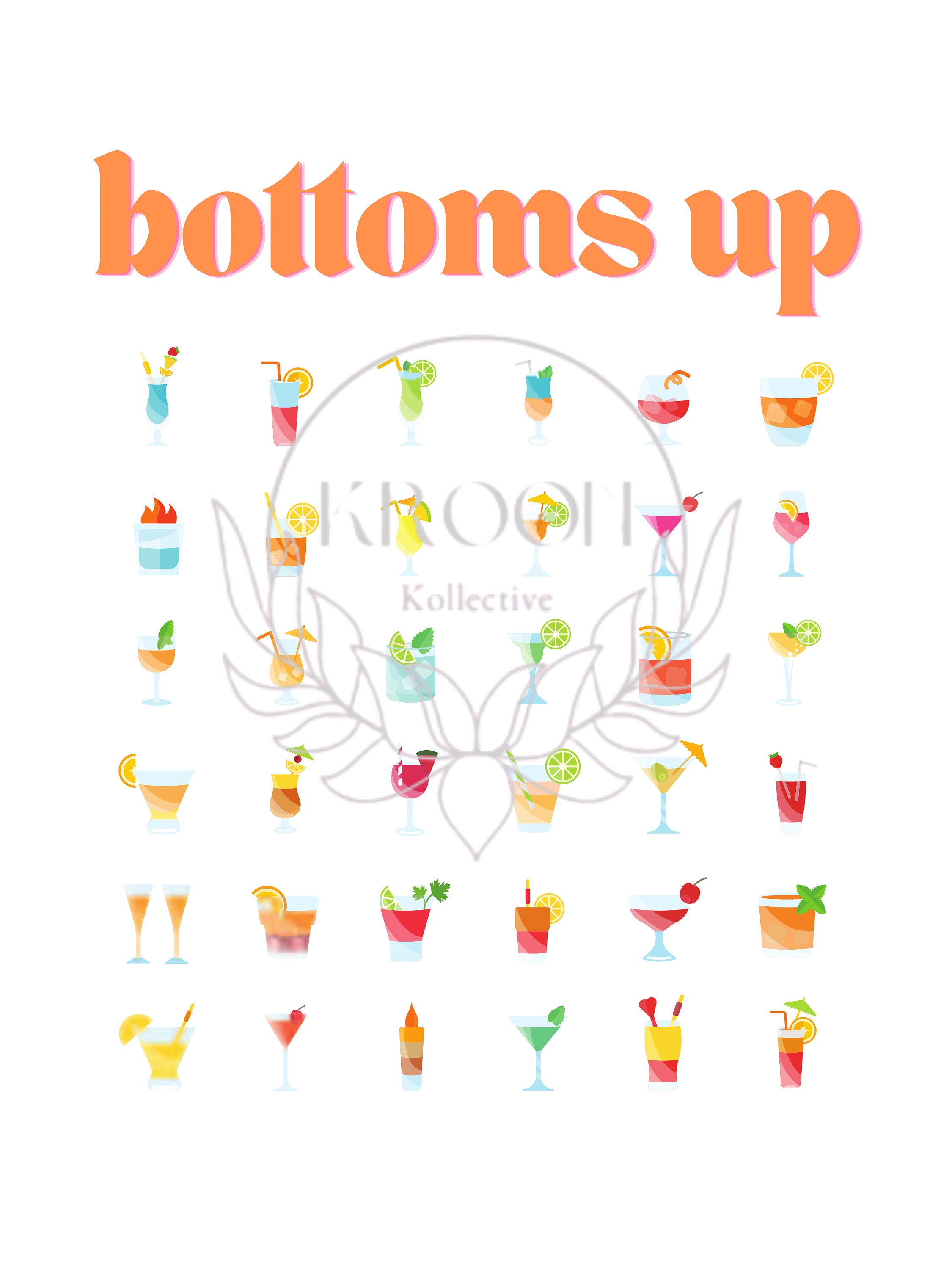 Bottoms up Cocktail Art Print - Digital Download, Printable Wall Art ...