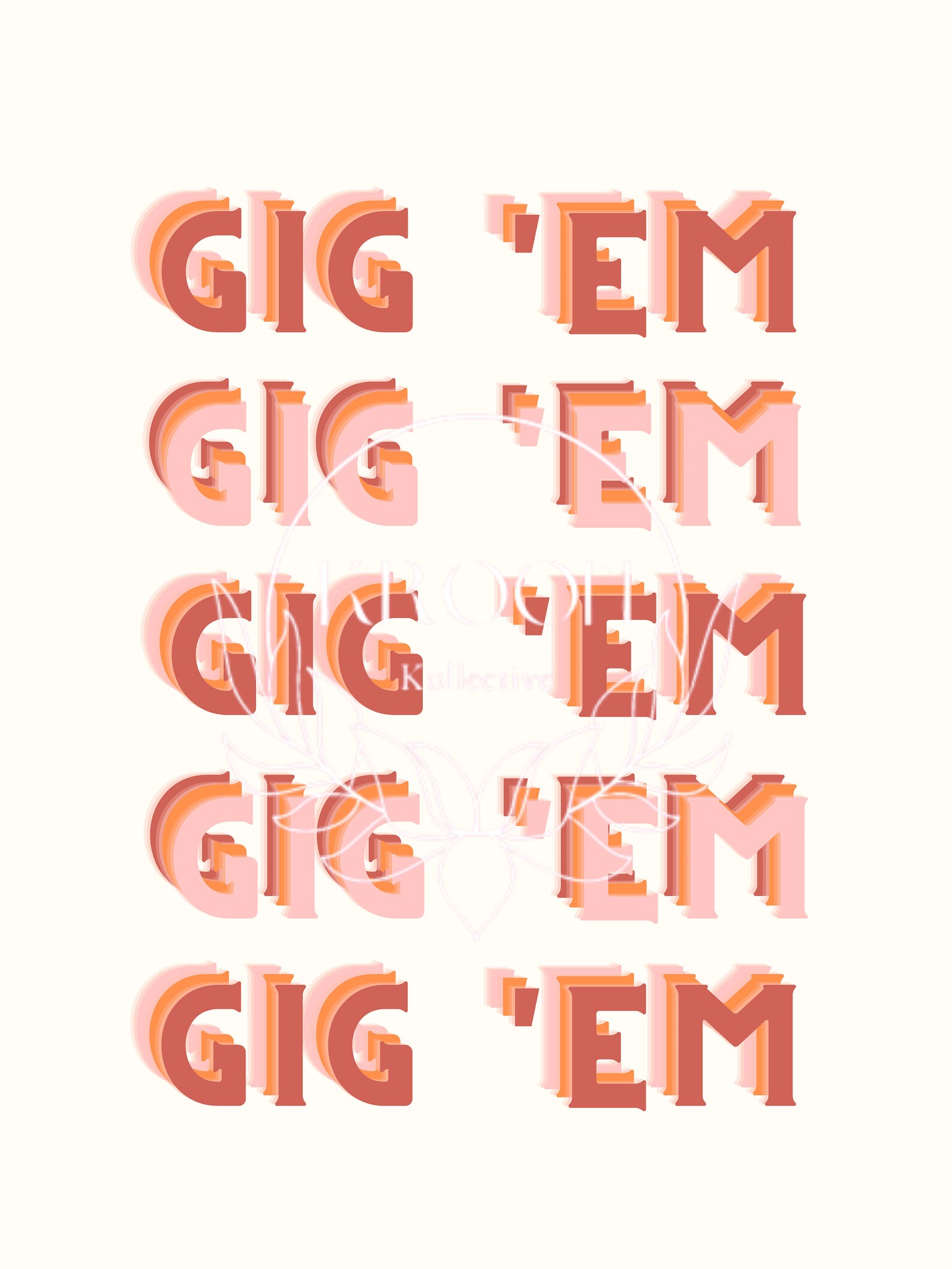 Retro Peachy Gig 'em Aggies Graphic Art - Digital Download, Printable ...