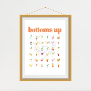 Bottoms up Cocktail Art Print - Digital Download, Printable Wall Art ...