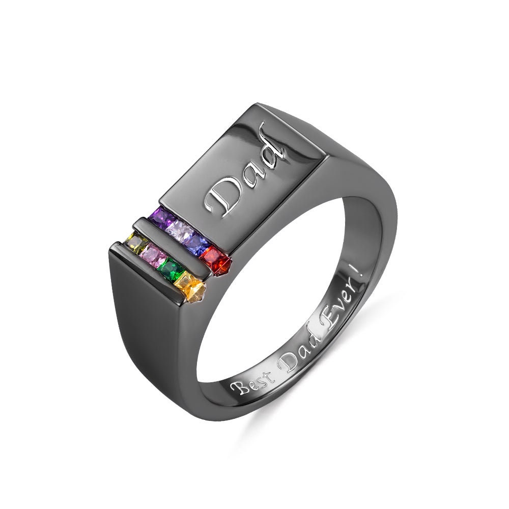 Personalized Birthstone Family Ring for Men, Fathers Day Gift for ...