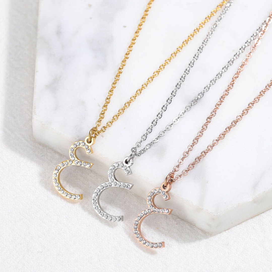 Arabic Letter Necklace Diamond Like Gems Arabic Initial - Etsy