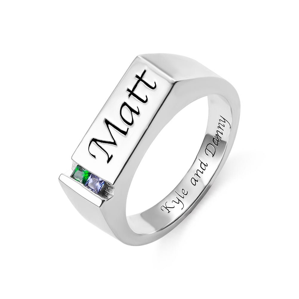 Personalized Birthstone Family Ring for Men, Fathers Day Gift for ...