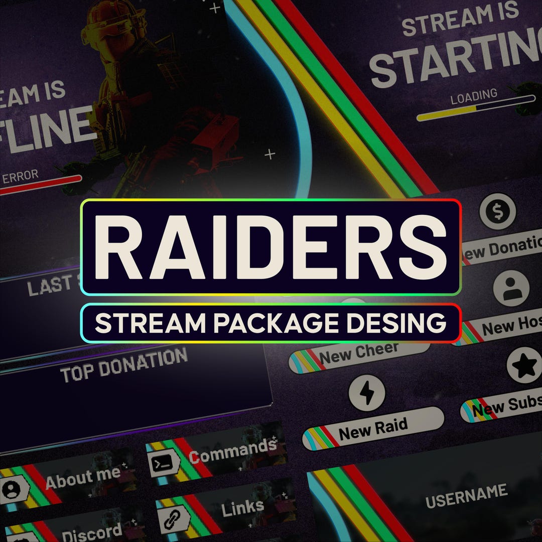 Raiders Animated Stream Overlay Package, Twitch/youtube/kick. Screens ...