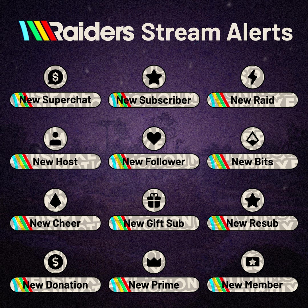 Raiders Animated Stream Alerts Overlay | Twitch and Kick Alerts for OBS ...