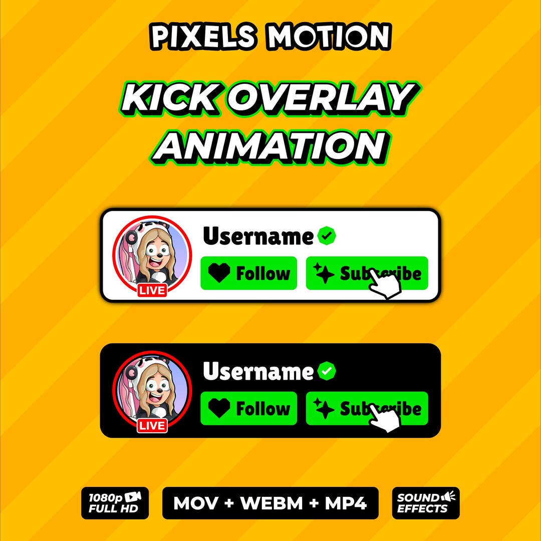 Custom Kick Follow Button Animation | Social Media Lower Third Overlay ...