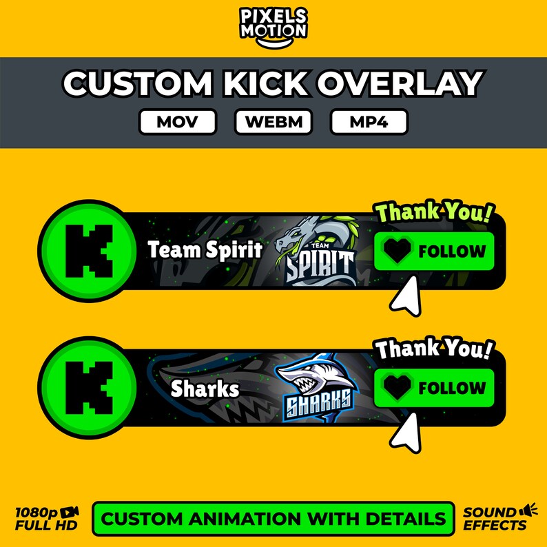 Custom Animated Kick Follow and Subscribe Button Overlay With ...
